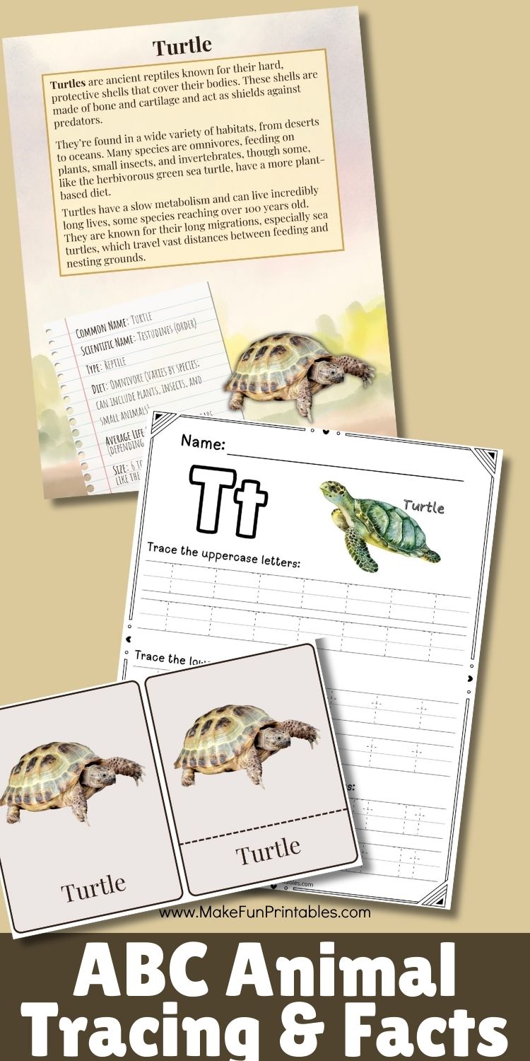 A-Z Animal Facts and Tracing Worksheets - Make Fun Printables