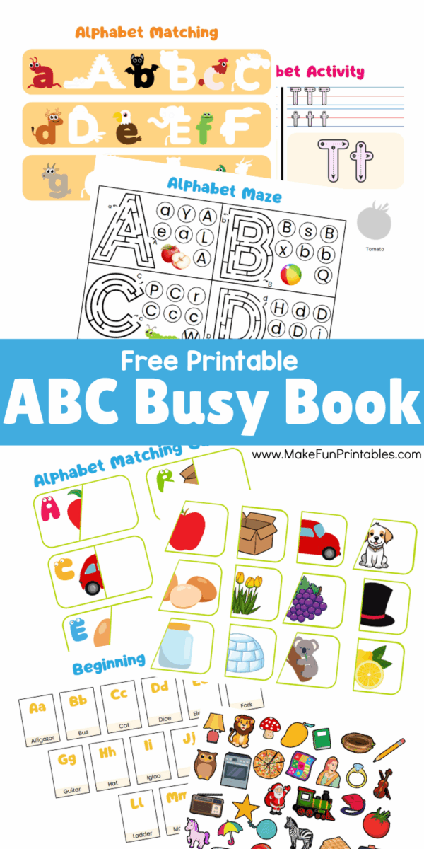 Free Printable ABC Busy Book - Alphabet Worksheets - Make Fun Printables