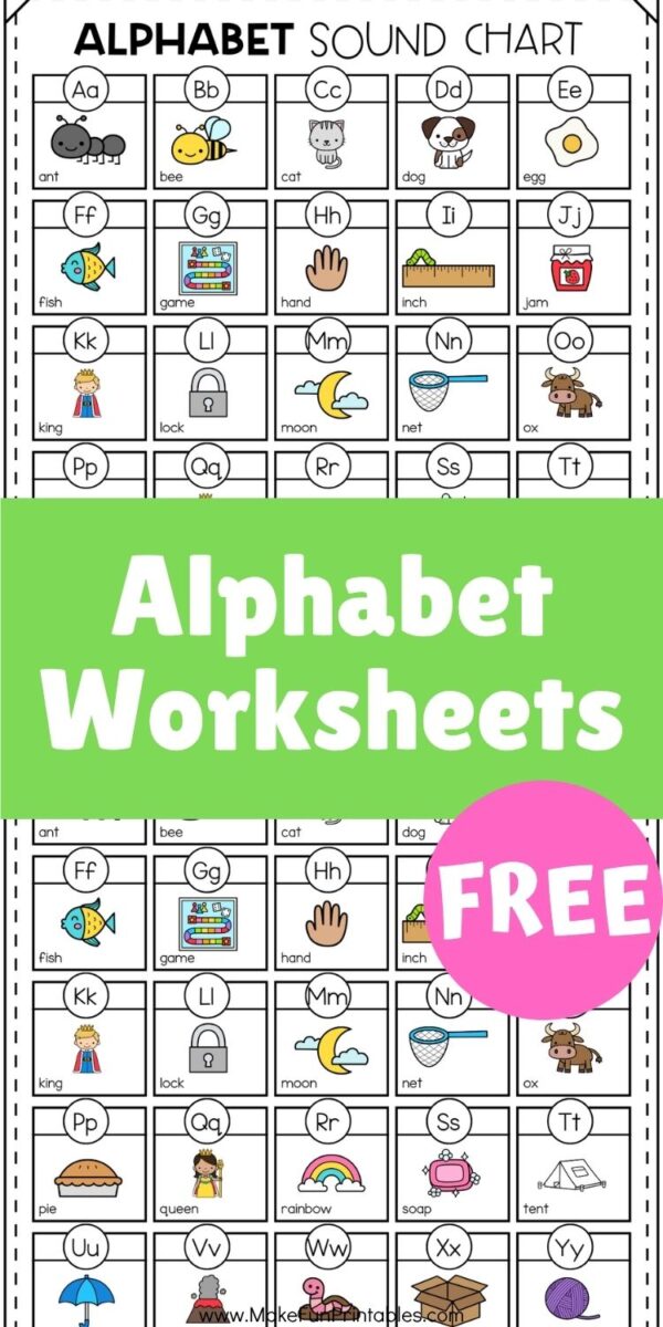 Alphabet Color & Trace, Flipbook & Beginning Sounds Worksheets - Make ...