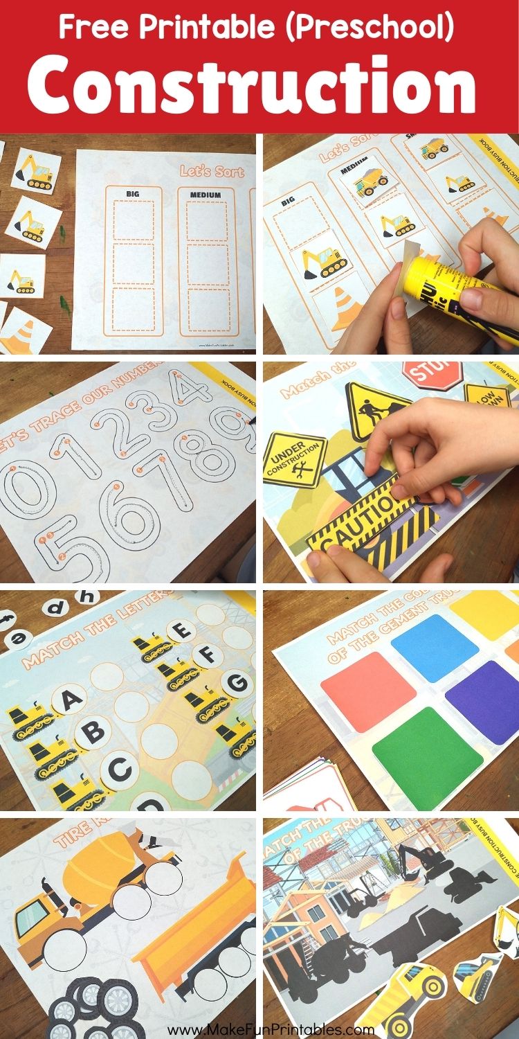Construction Site Busy Book for Preschool - Make Fun Printables