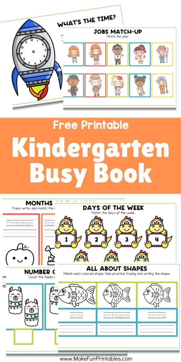 Kindergarten Worksheets Busy Book for Early Learners - Make Fun Printables