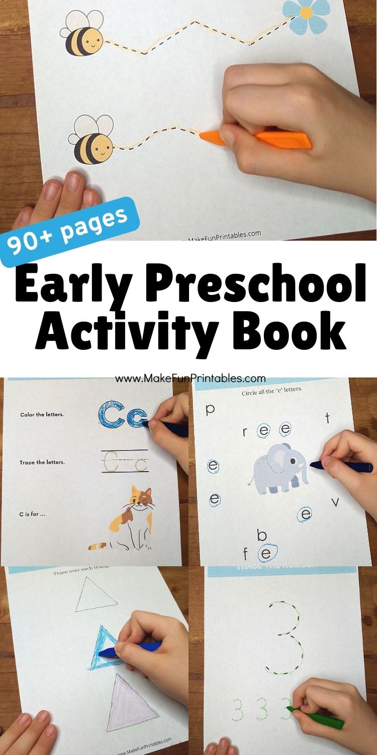 Early Preschool Activity Book - Shapes, Numbers & Letters - Make Fun ...
