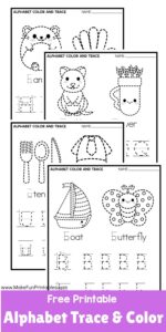 Preschool A-Z Alphabet Trace & Color Worksheets - Make Fun Printables