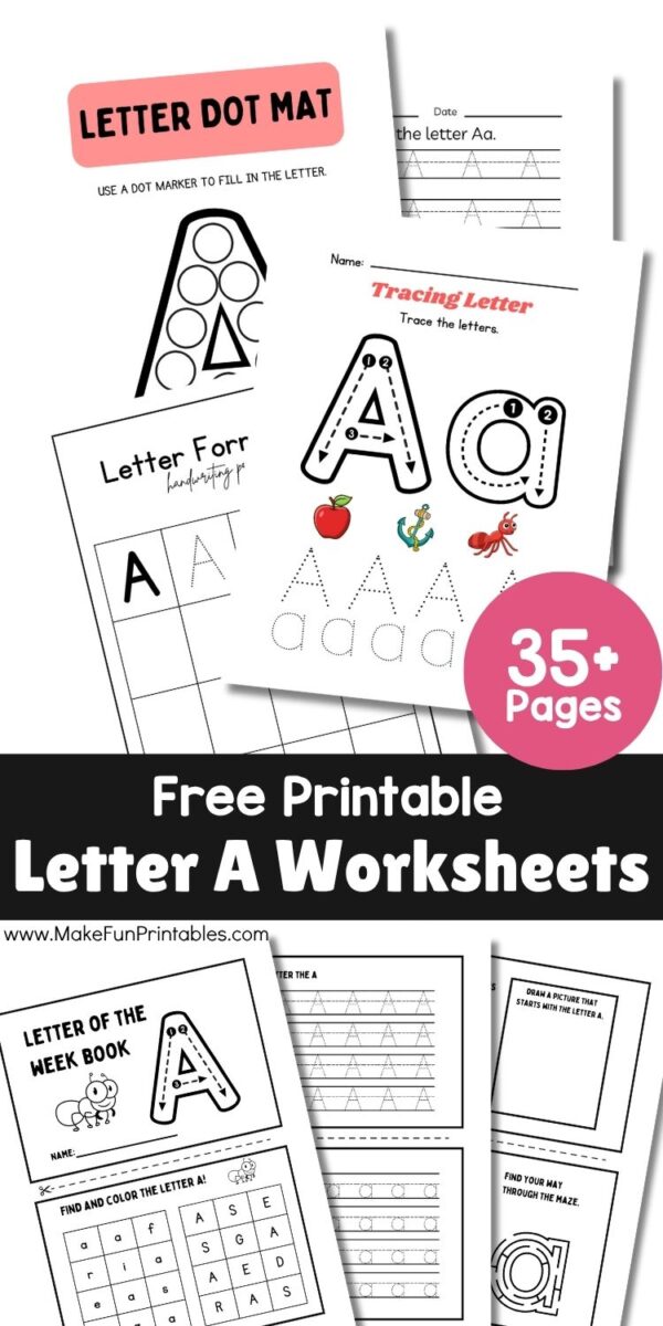 Letter A Worksheets for Preschoolers (Free Printable) - Make Fun Printables
