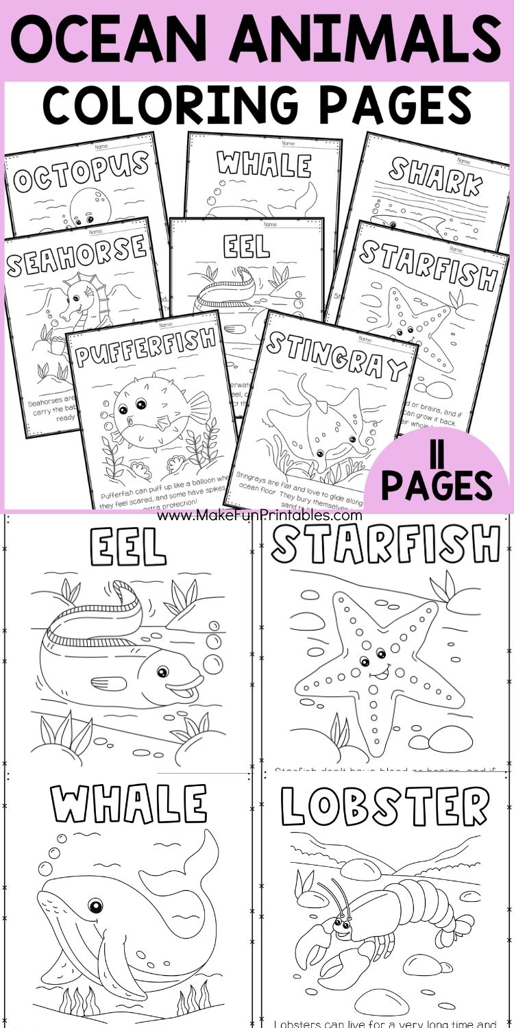 Ocean Animal Coloring Pages - Make Fun Printables