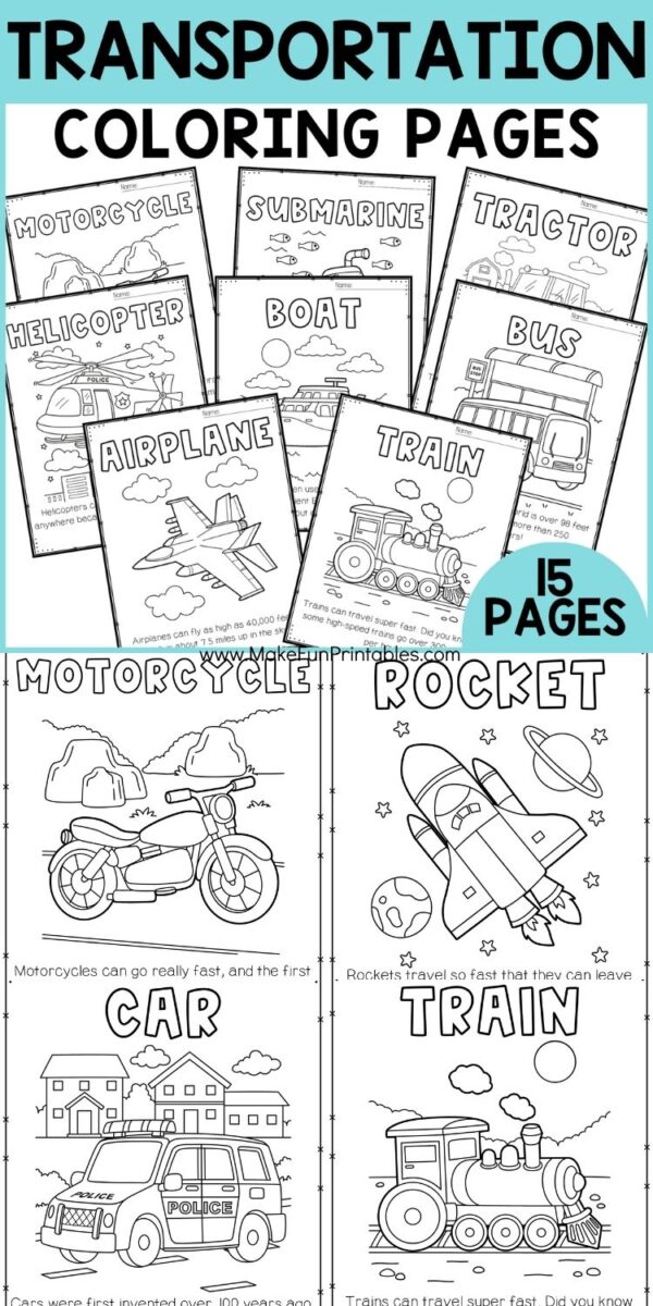 Transportation Coloring Pages - Make Fun Printables