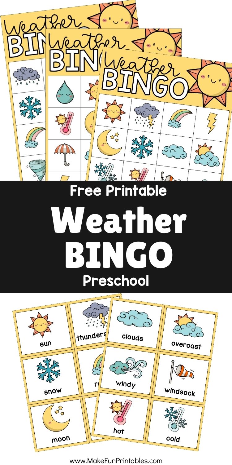Weather Bingo - Free Printable Game for Preschool - Make Fun Printables