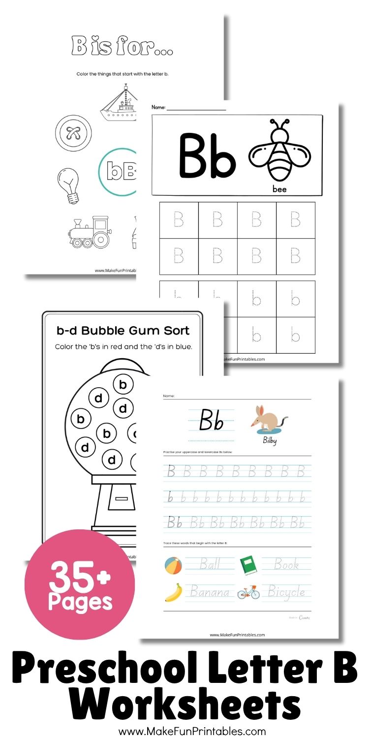 Free Letter B Worksheets for Preschool - Make Fun Printables