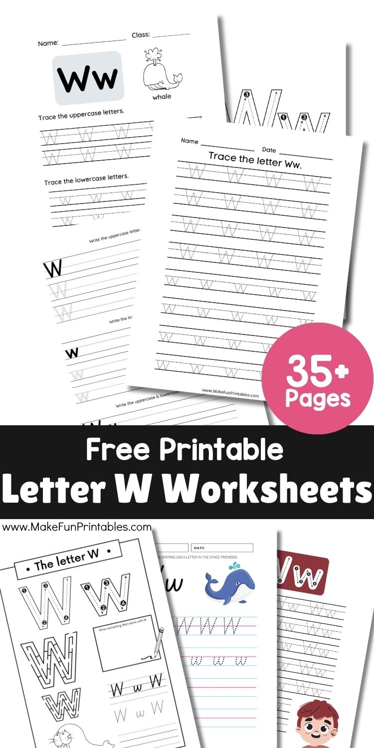 Free Letter W Worksheets for Preschool - Make Fun Printables