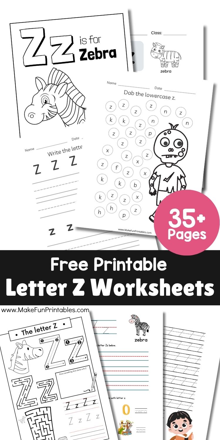 Free Letter Z Worksheets for Preschool - Make Fun Printables