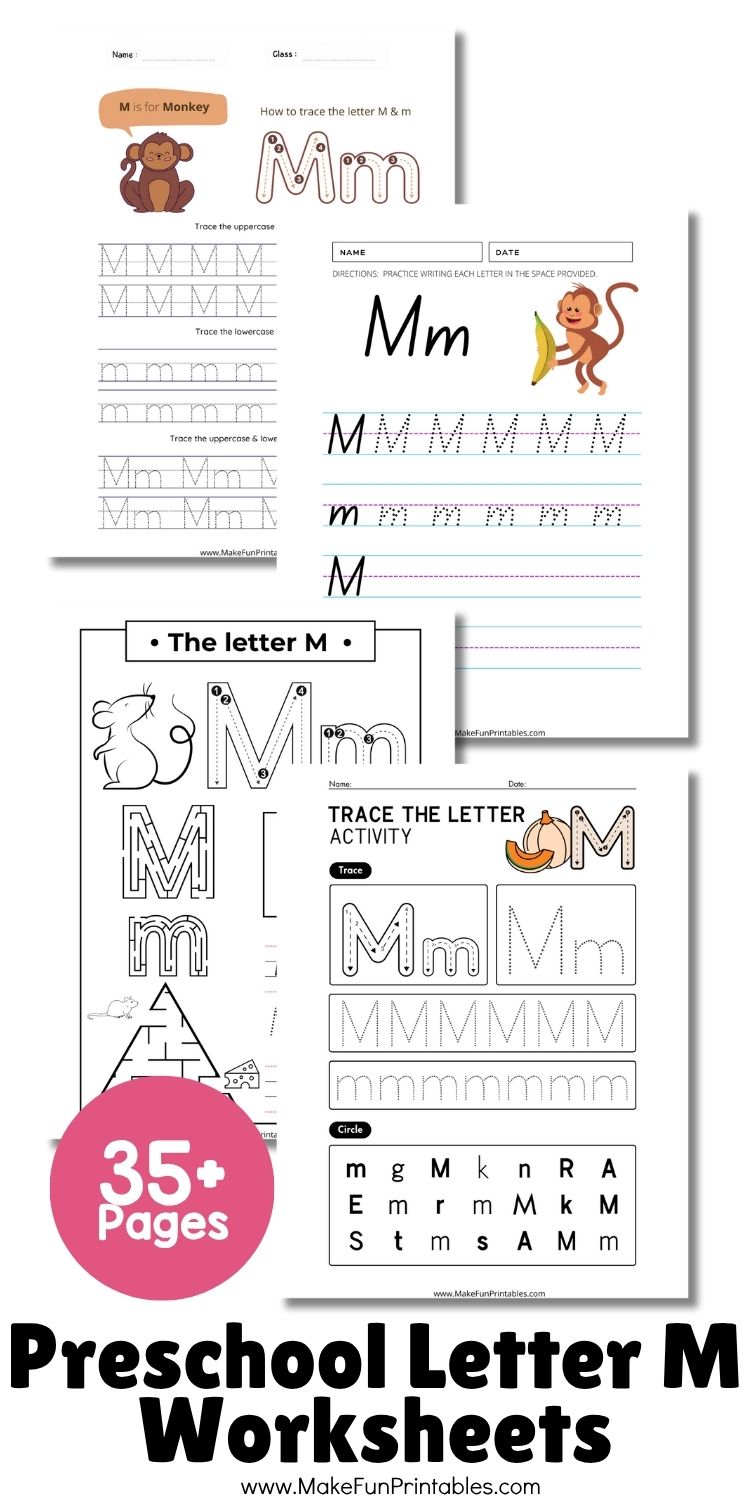 Free Letter M Worksheets for Preschool - Make Fun Printables