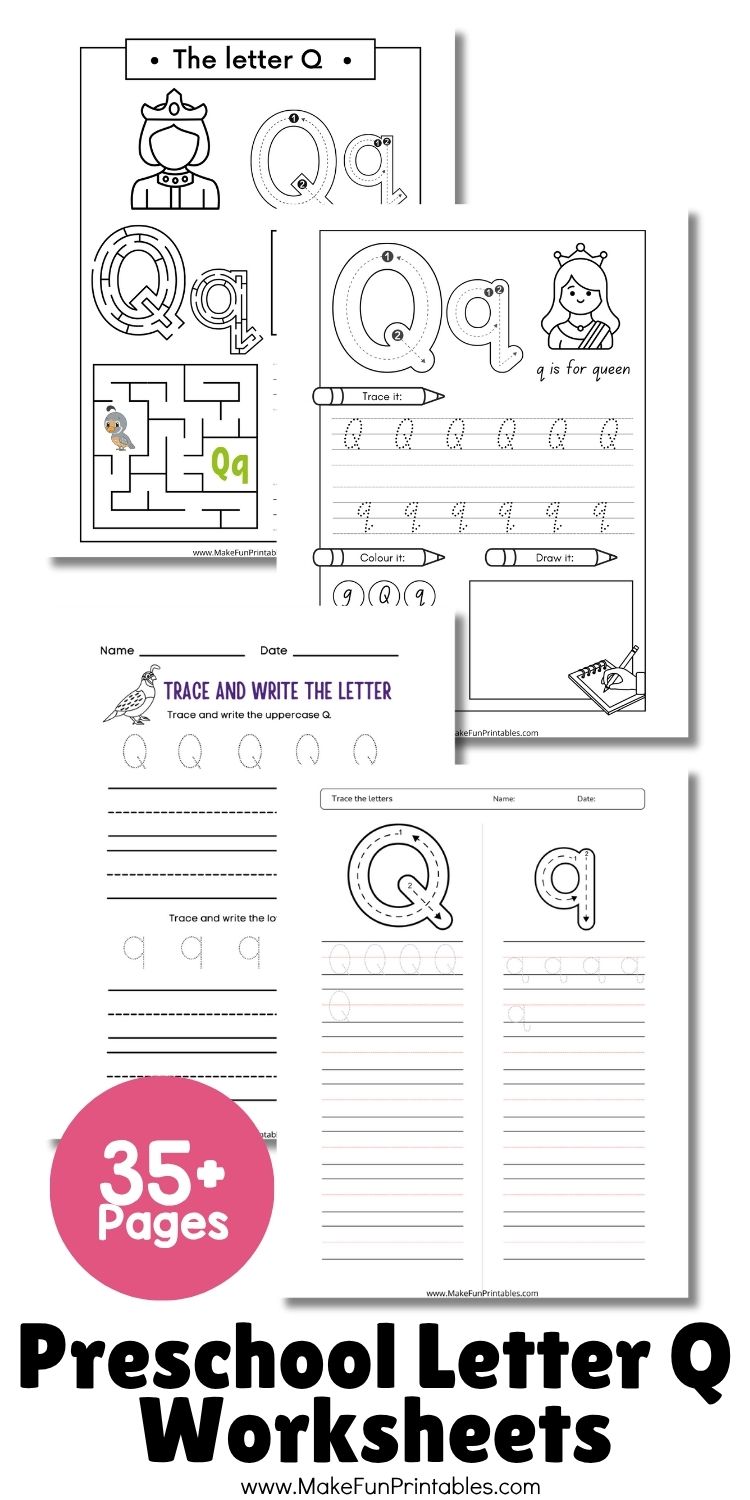 Free Letter Q Worksheets for Preschool - Make Fun Printables