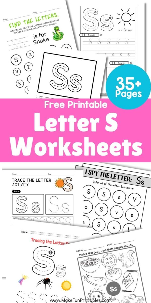 Free Letter S Worksheets for Preschool - Make Fun Printables