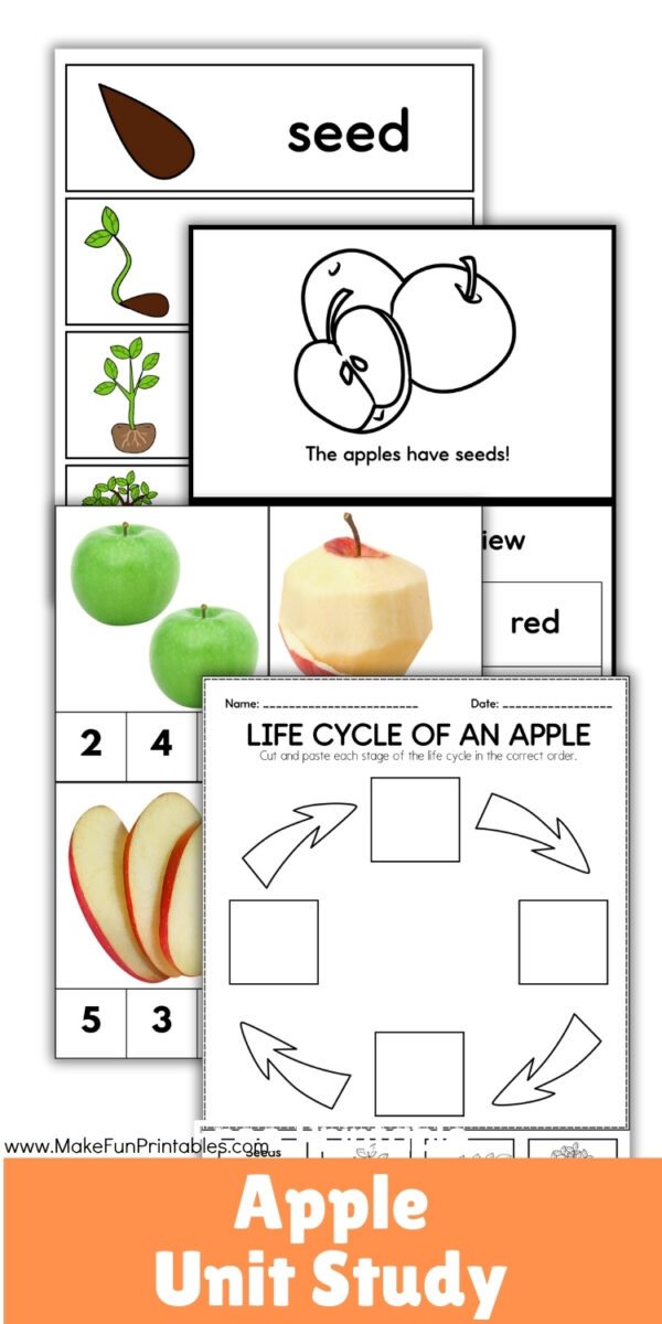 Apple Unit Study Worksheets - Free Fall Printables for Preschool and ...