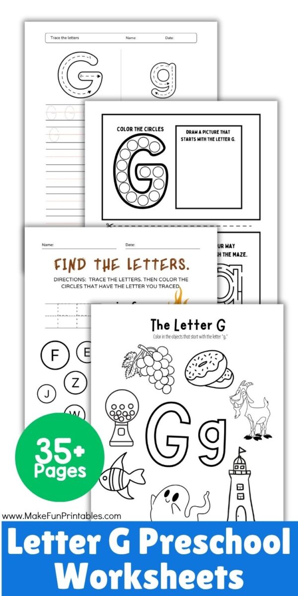 Free Letter G Worksheets for Preschool - Make Fun Printables