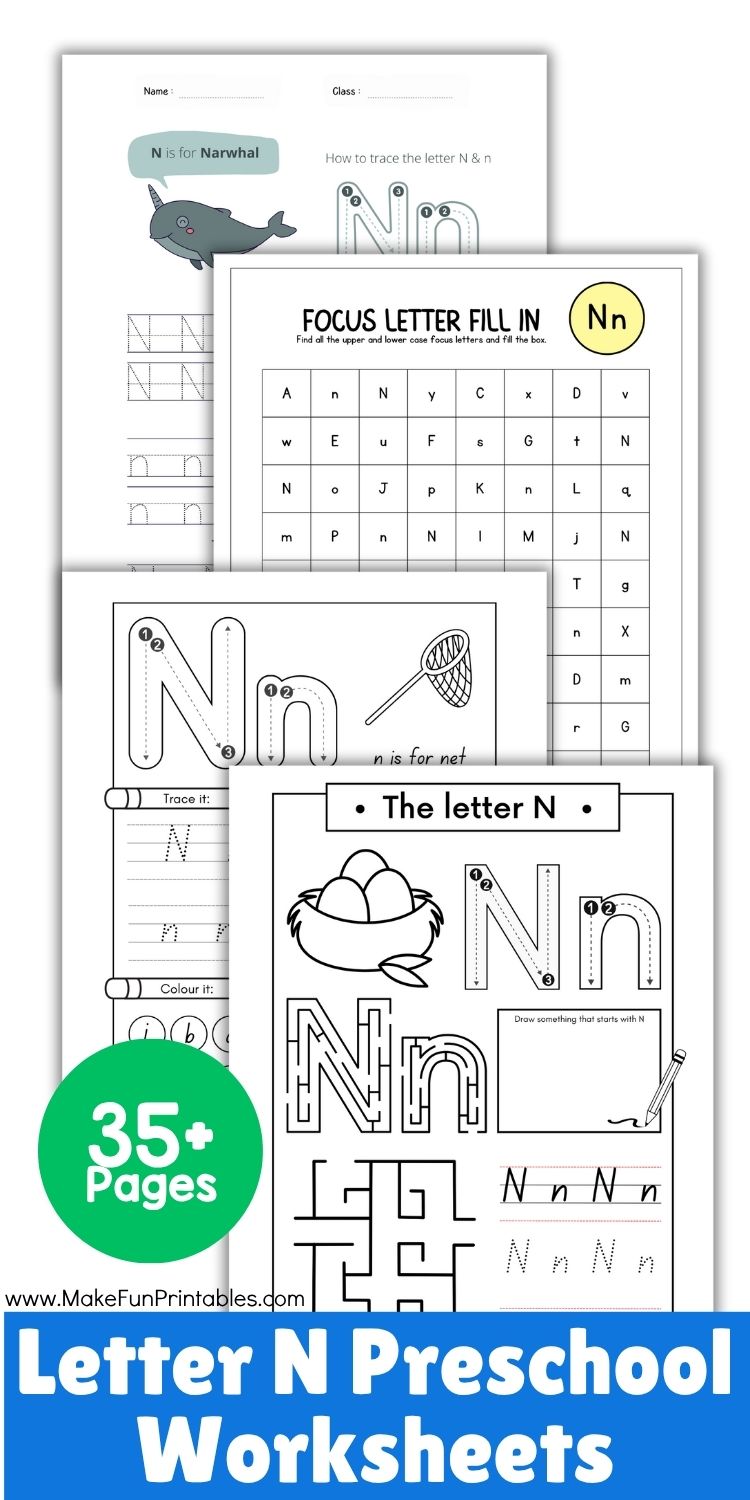 Free Letter N Worksheets for Preschool - Make Fun Printables