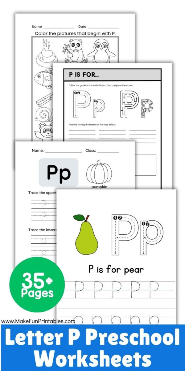 Free Letter P Worksheets for Preschool - Make Fun Printables
