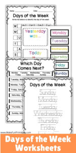 Free Days of the Week Worksheets - Make Fun Printables
