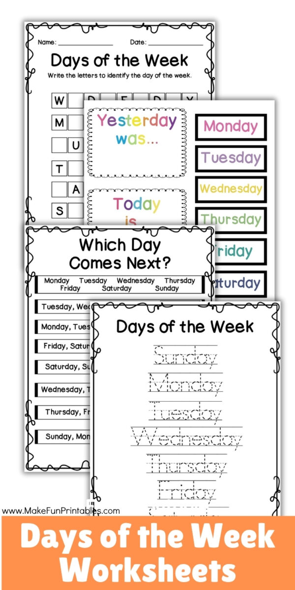 Free Days of the Week Worksheets - Make Fun Printables
