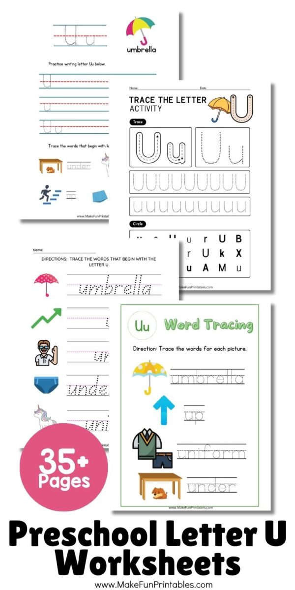 Free Letter U Worksheets for Preschool - Make Fun Printables
