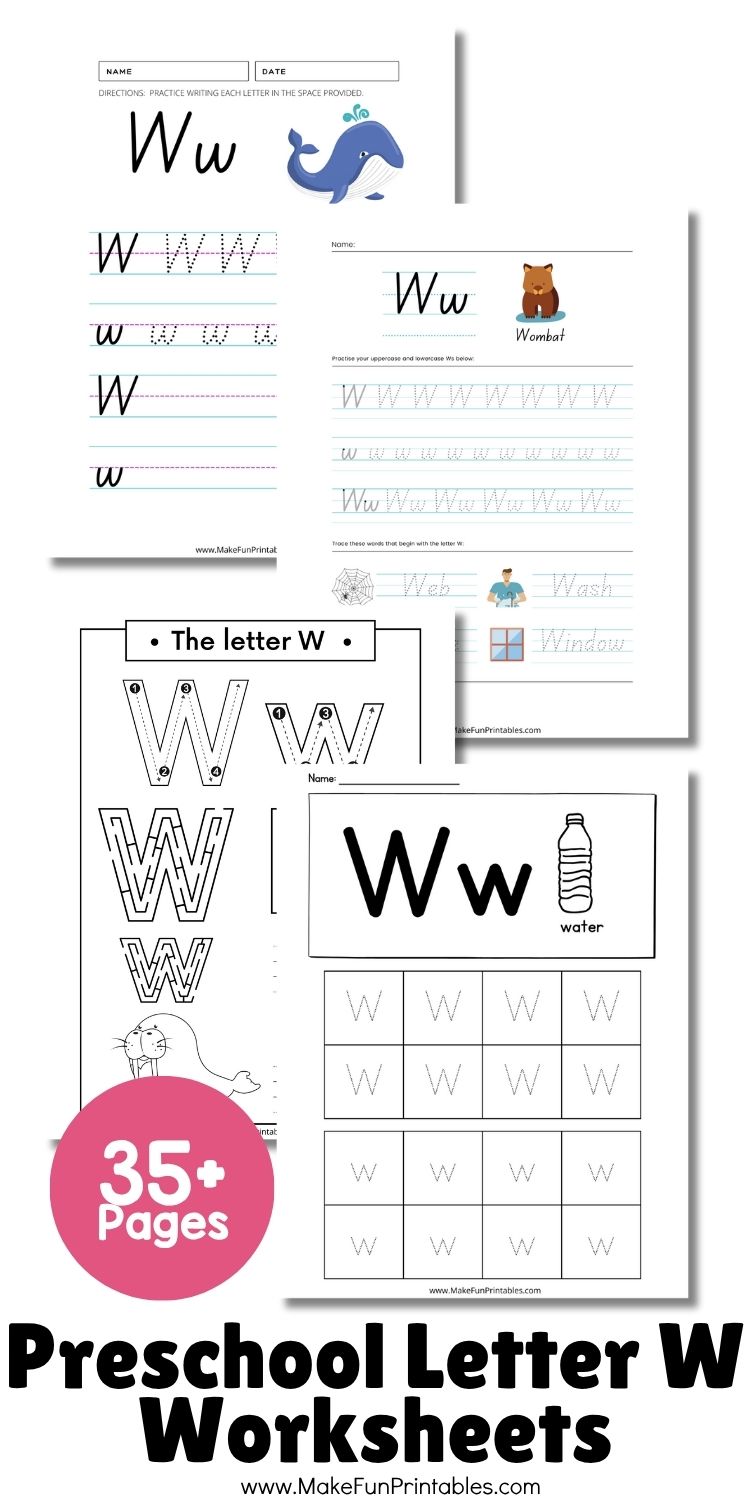 Free Letter W Worksheets for Preschool - Make Fun Printables