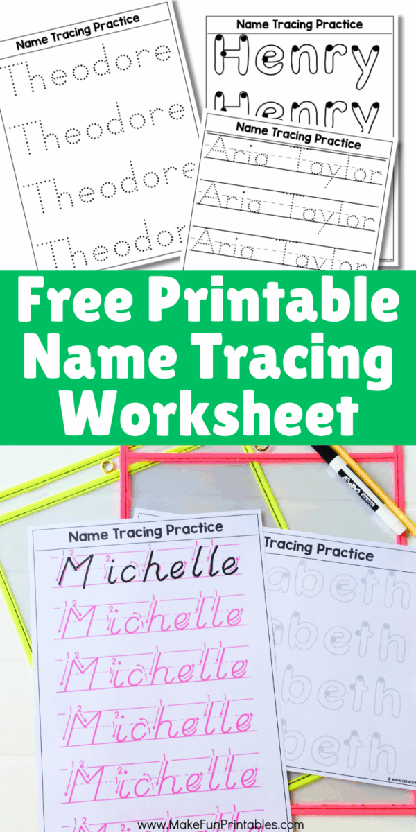 Free Printable Name Tracing Worksheet for Preschool and Kindergarten ...
