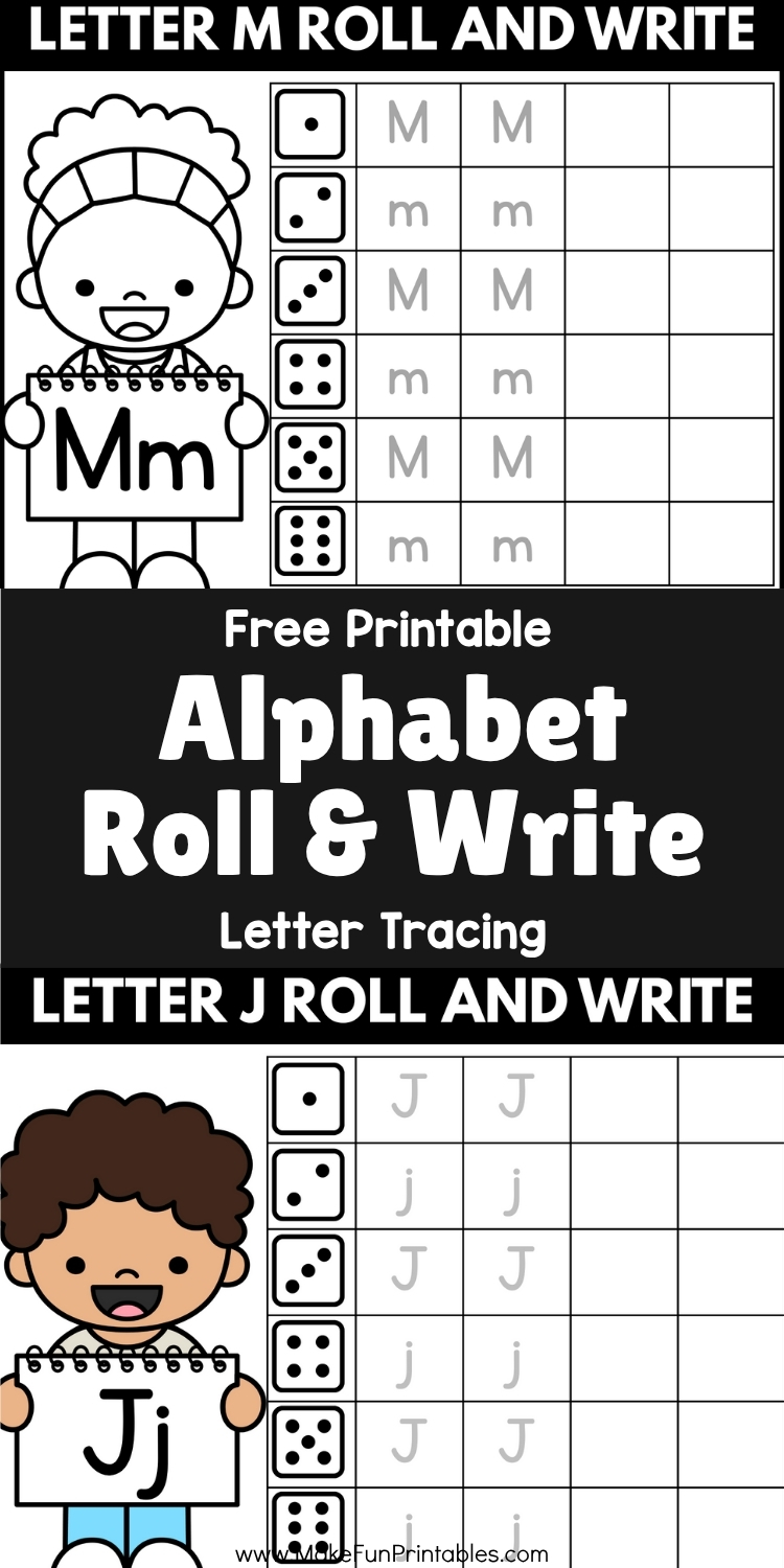 Alphabet Roll and Write Worksheets for Preschool and Kindergarten ...