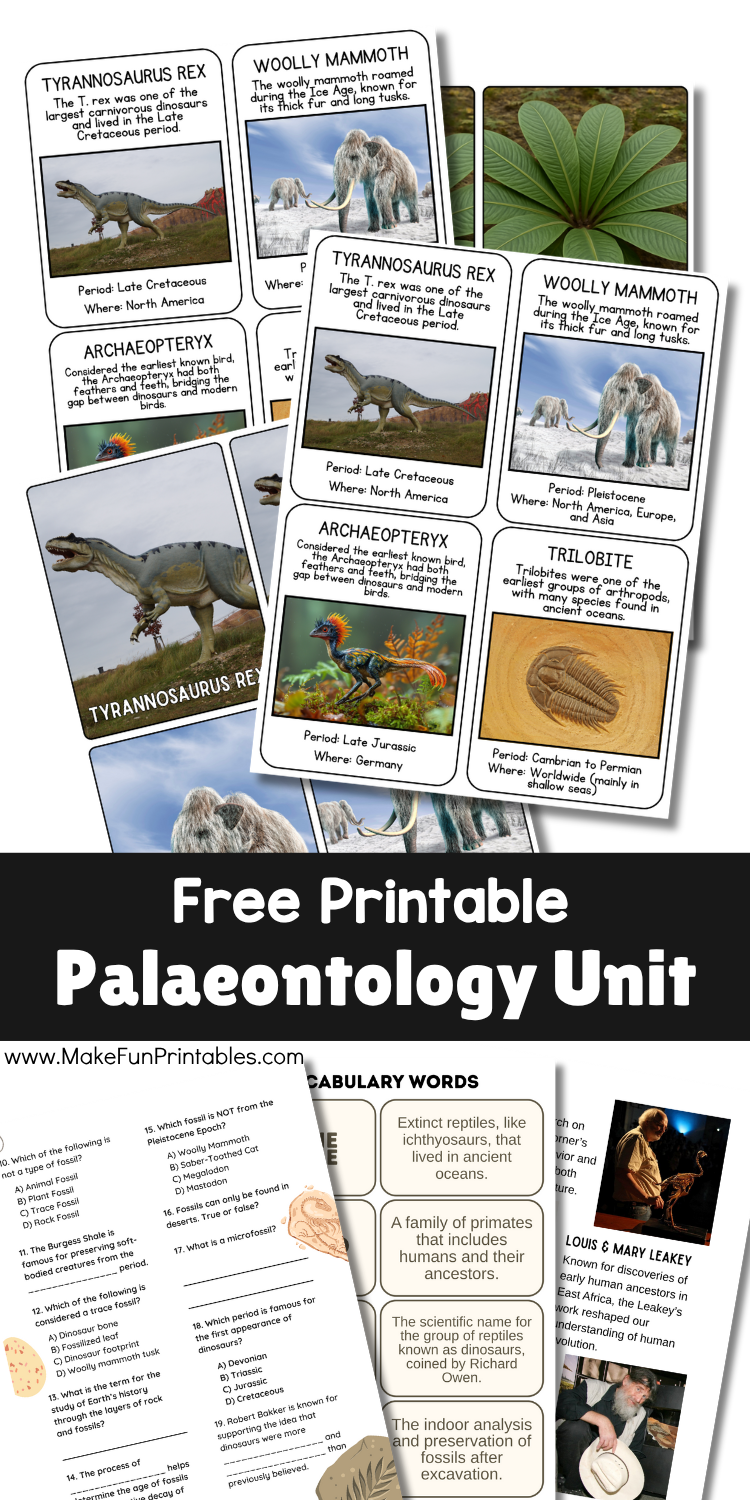 Palaeontology Unit Study Printable for Elementary Students - Make Fun ...