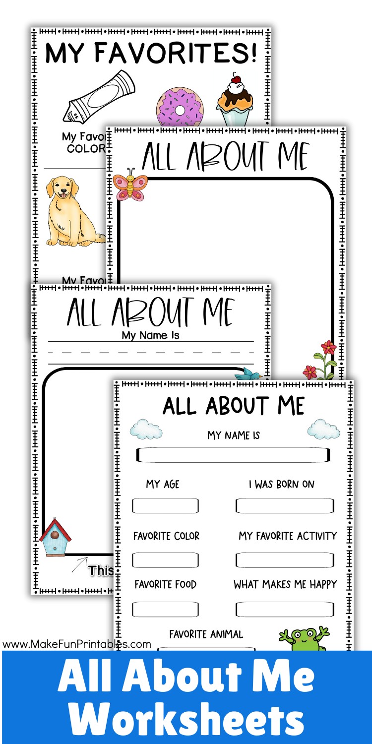 All About Me Printable Worksheets for Preschool and Kindergarten - Make ...