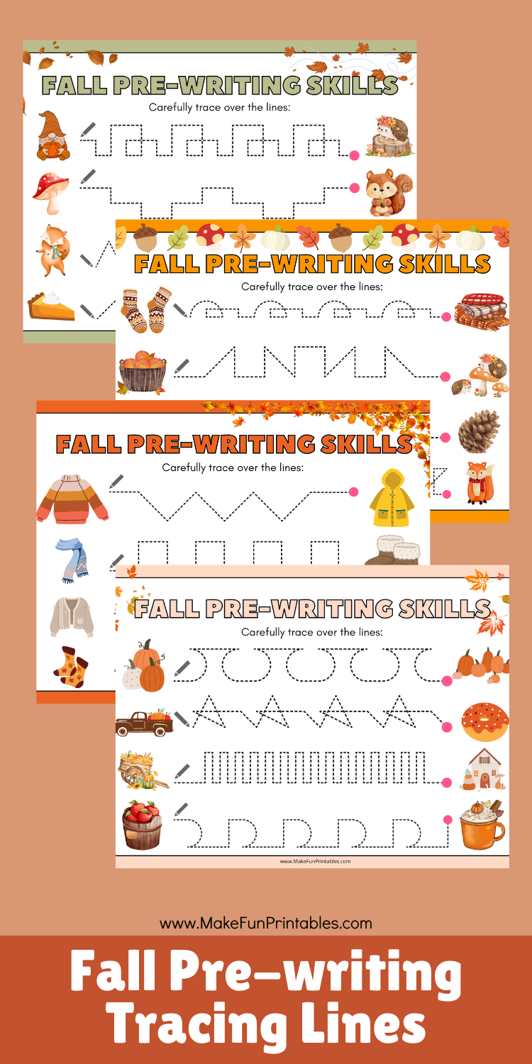 Fall Pre-Writing Worksheets - Make Fun Printables