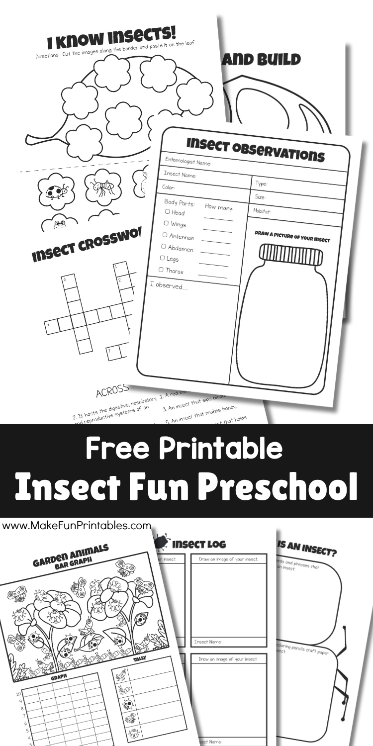 Insects Study Unit Printables for Kids - Make Fun Printables