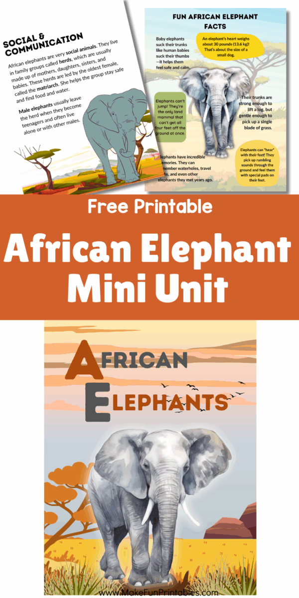 Free African Elephants Unit Study Worksheets for Kids - Make Fun Printables