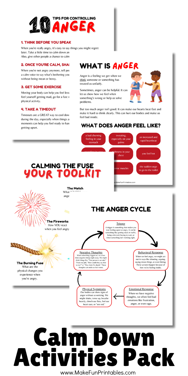 Free Anger Management for Kids Printable Workbook - Make Fun Printables