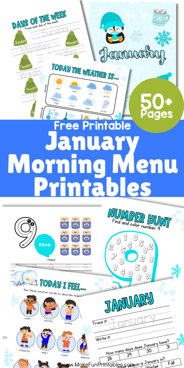 January Morning Menu Free Printable Worksheets for Preschool and ...