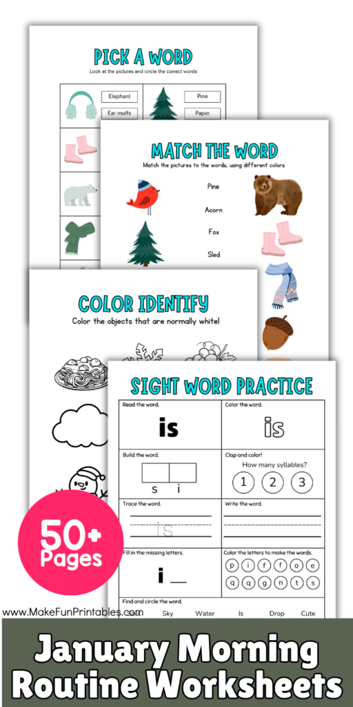 January Morning Menu Free Printable Worksheets for Preschool and ...