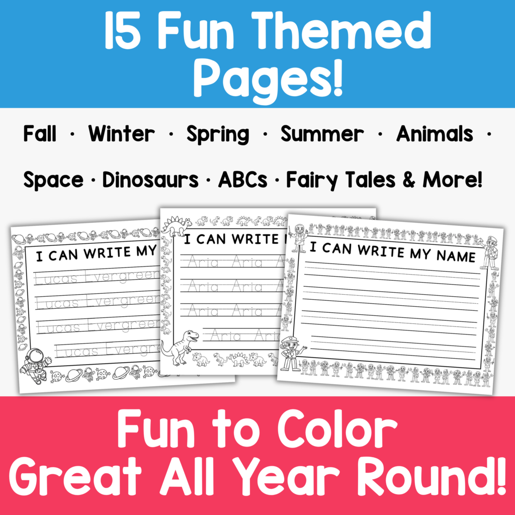 Name Tracing Worksheets – Editable Printable PDF (15 Themes) - Make Fun ...