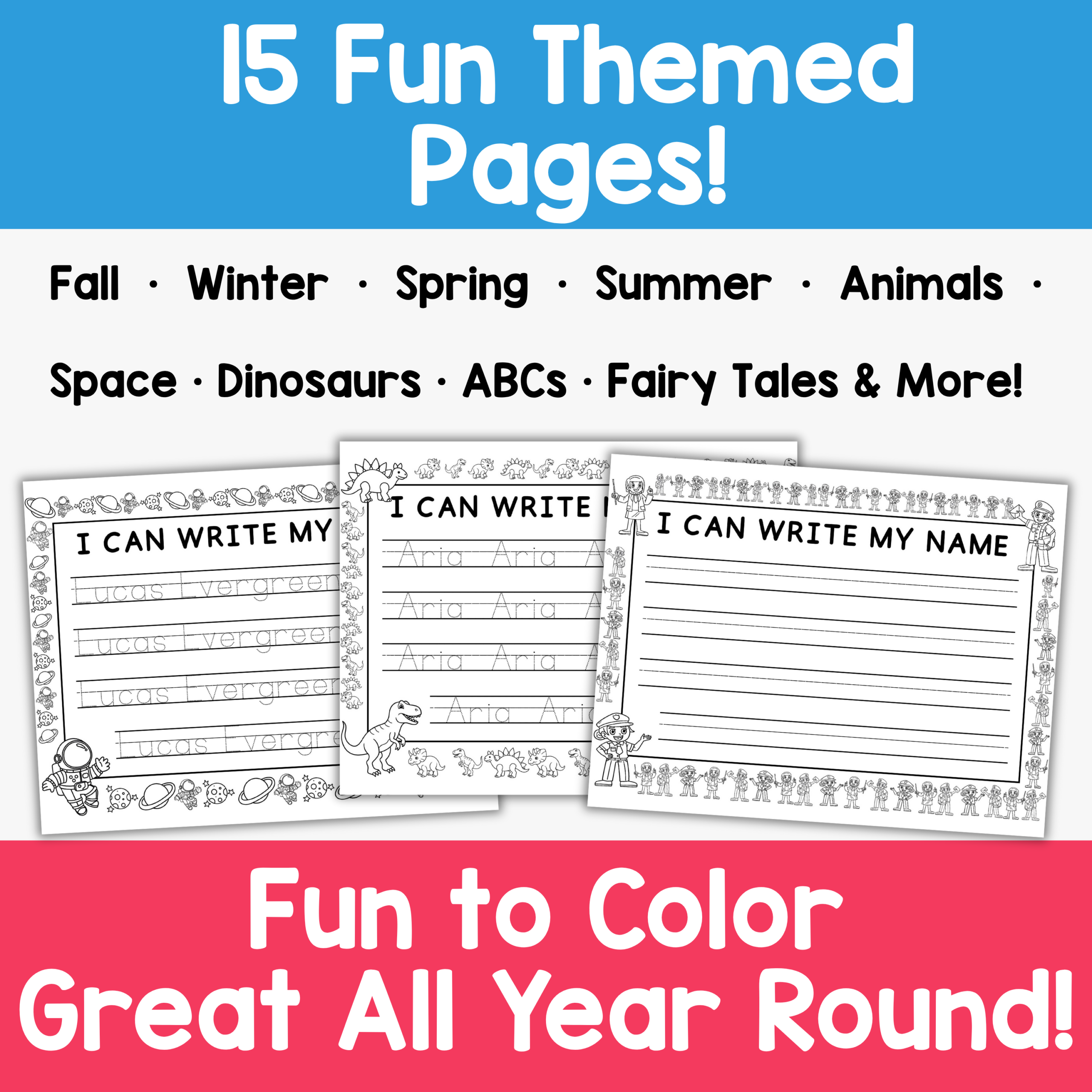 Editable Name Tracing Worksheets - 15 Fun Themed Pages - Make Fun ...