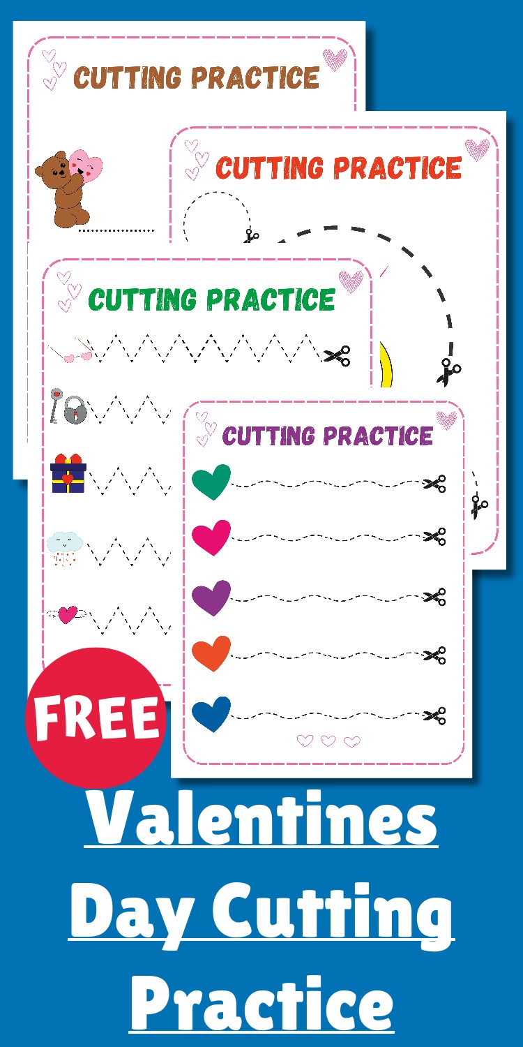 Free Printable Valentines Day Cutting Practice Worksheets for Preschool ...