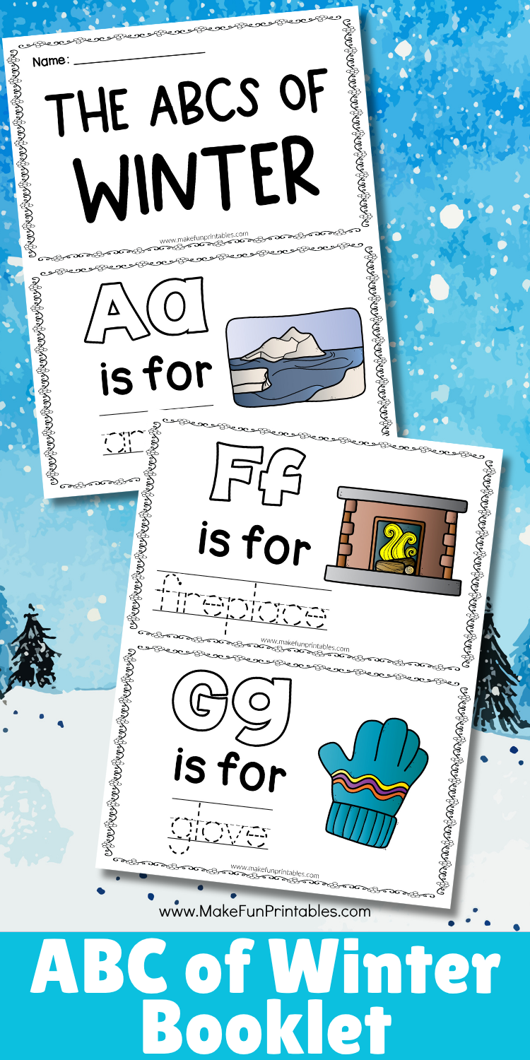 Free ABCs of Winter Tracing Printable Cards - Make Fun Printables