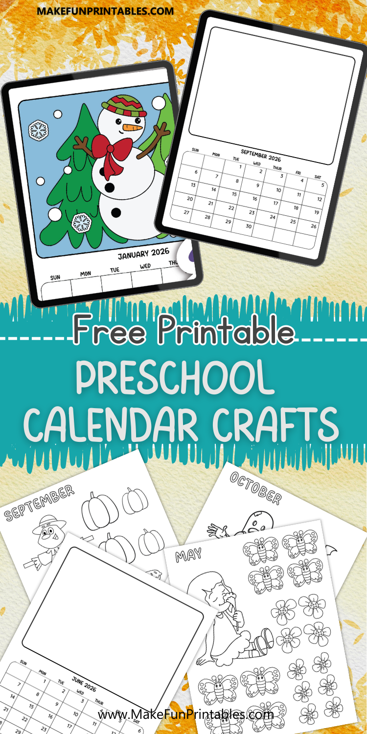 Free Printable 2026 Kids Calendar with Monthly Cut and Paste Worksheets ...
