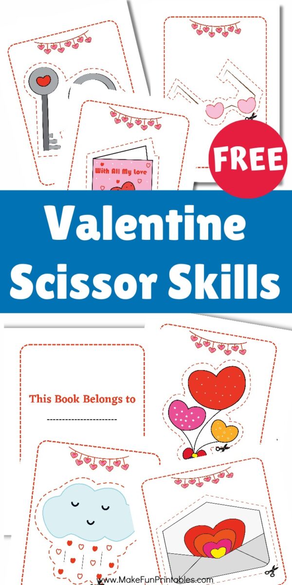 Free Printable Valentines Day Cutting Practice Worksheets for Preschool ...