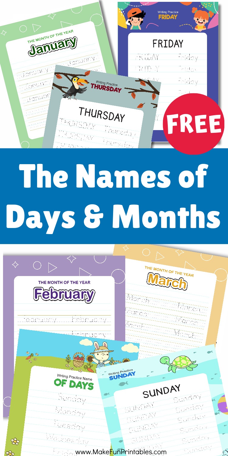 Free Printable Days of the Week and Months of the Year Writing Practice ...