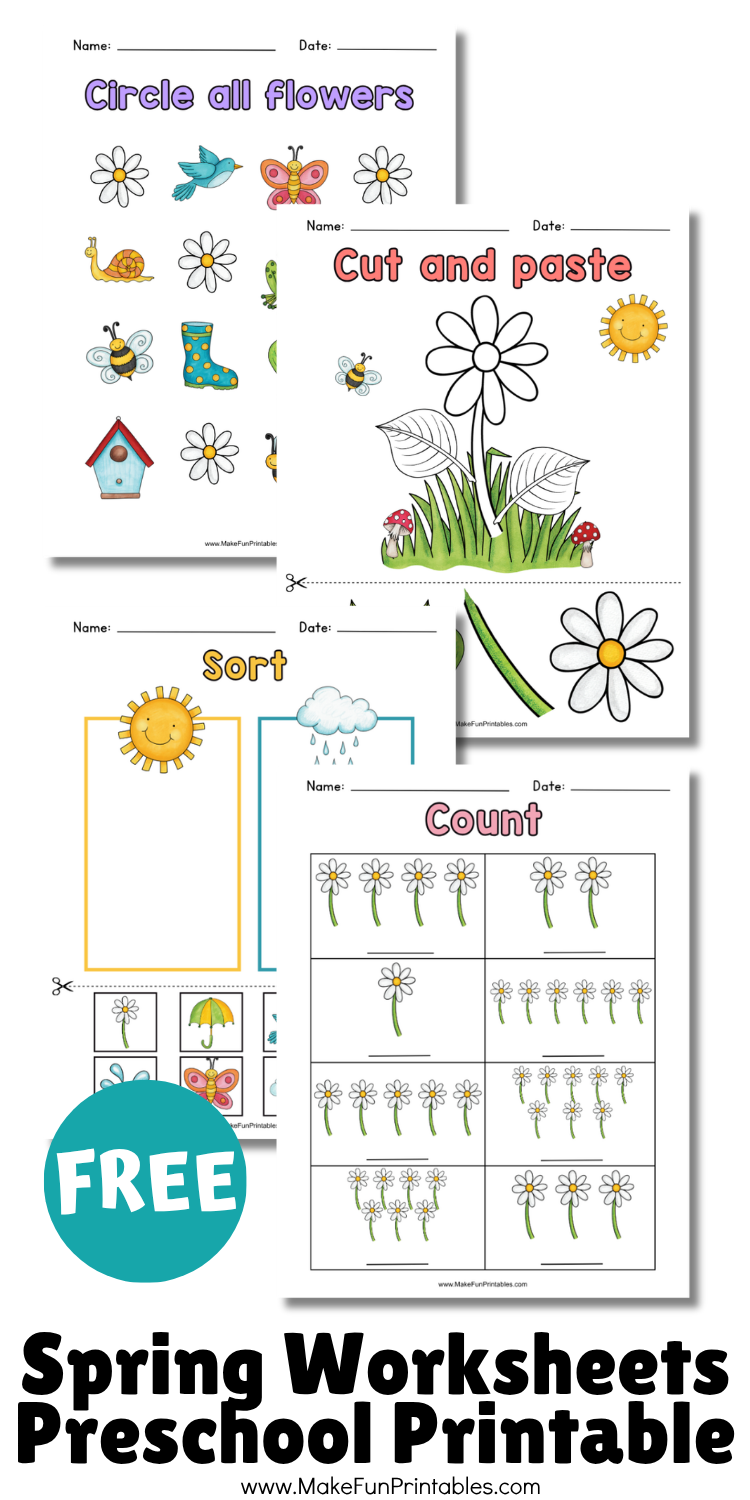 Free Printable Spring Worksheets for Preschool - Make Fun Printables
